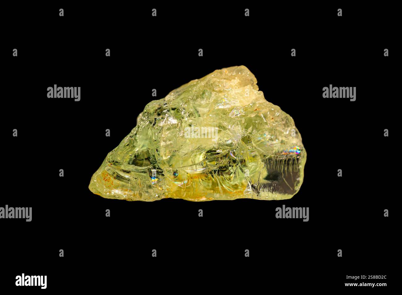 Natural rough heliodor (beryl group) gemstone on dark background Stock ...