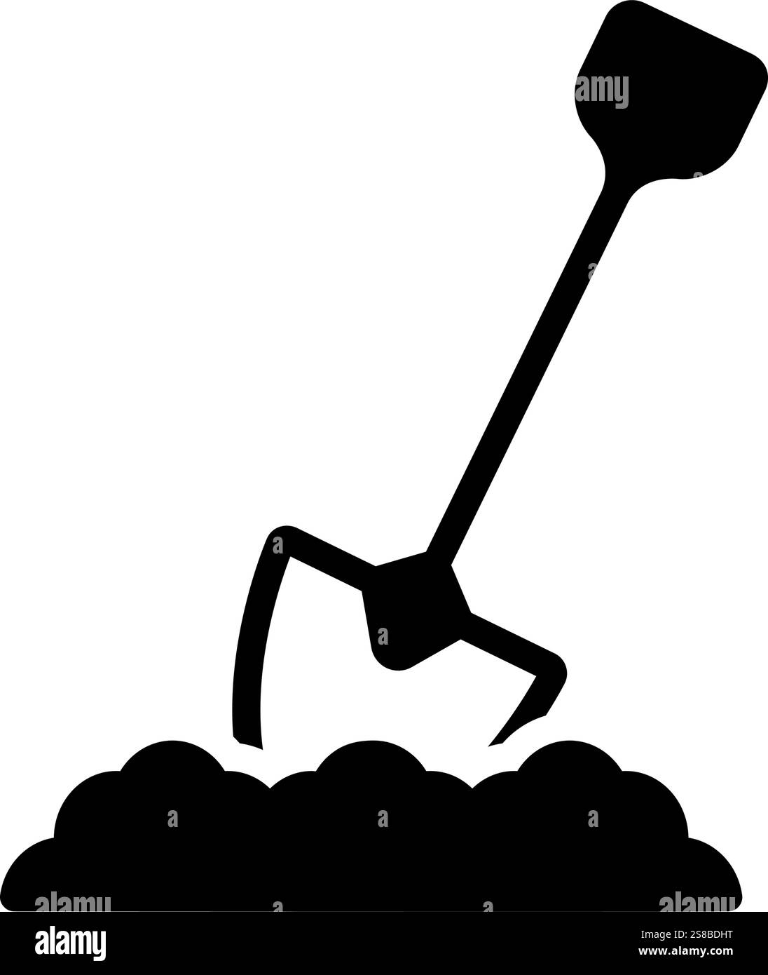 Shovel digging soil illustration Black and White Stock Photos & Images ...
