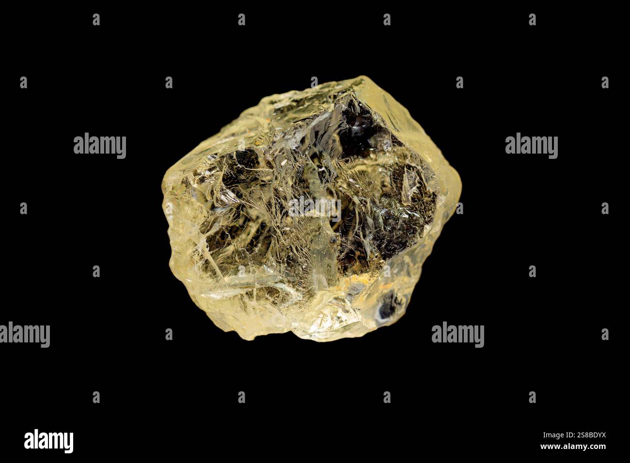 Closeup natural rough transparent orthoclase (jewelry grade) on dark ...