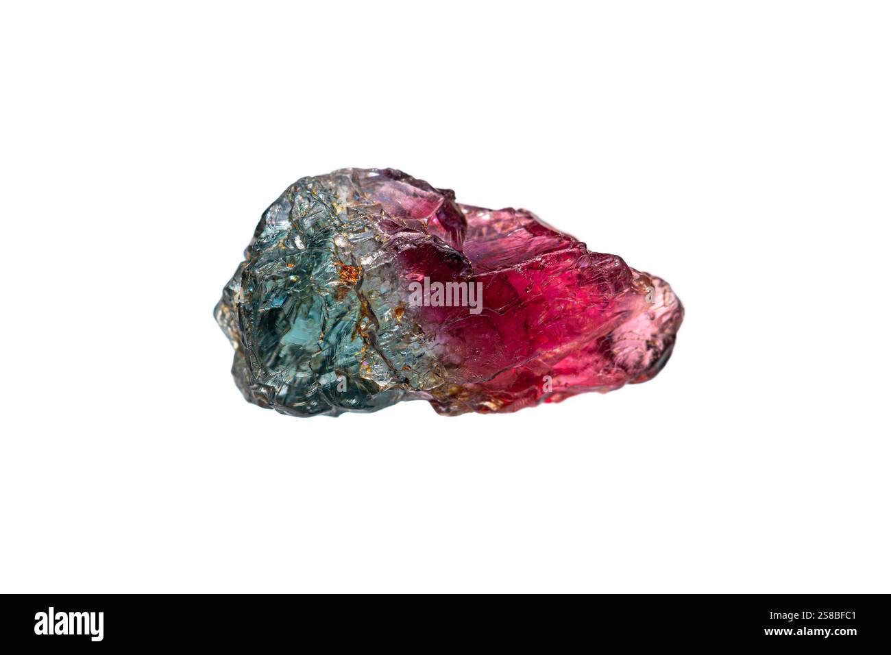 Natural rough bi-color spinel gemstone on white background Stock Photo ...