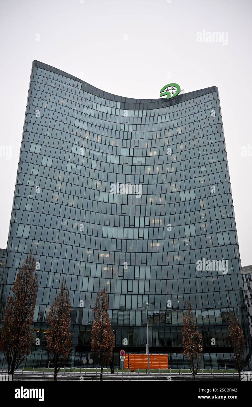 The logo of the OMV on the facade of the headquarters of the partially ...