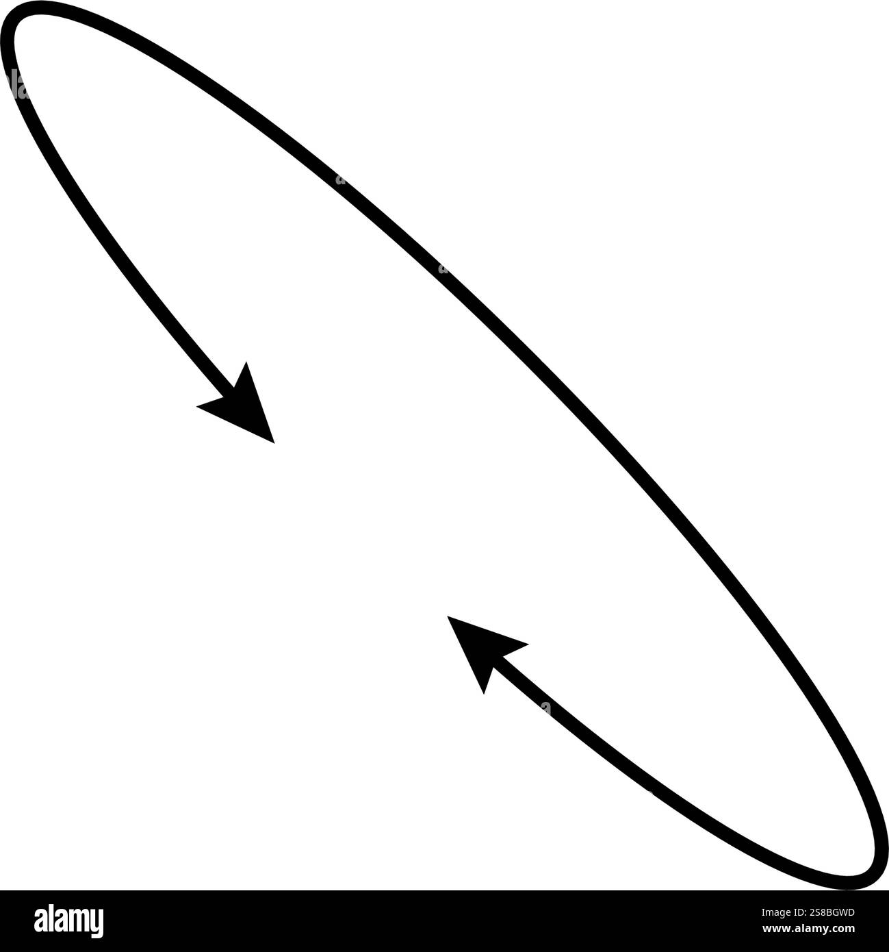 Oval circle double arrow icon. Ellipse orbit line arrow symbol. Oval ...