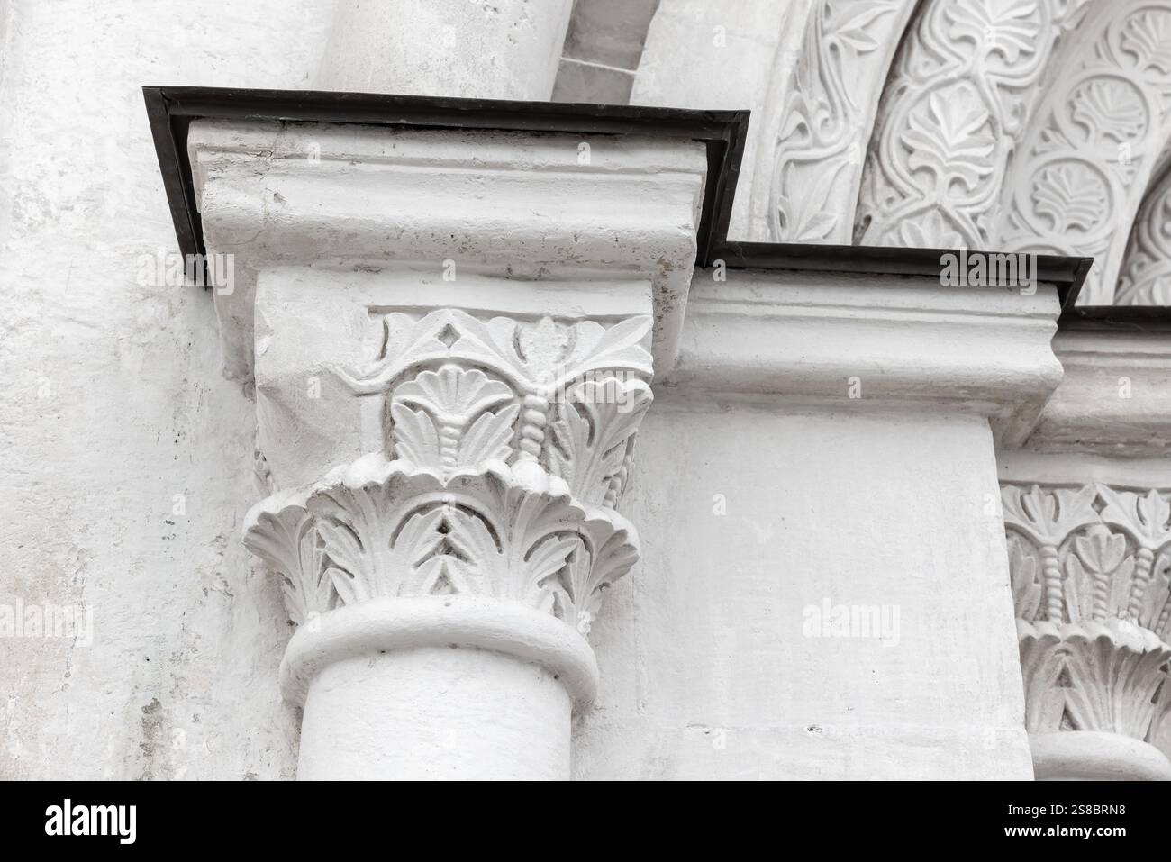 White portico with pillars, ancient architecture background photo ...