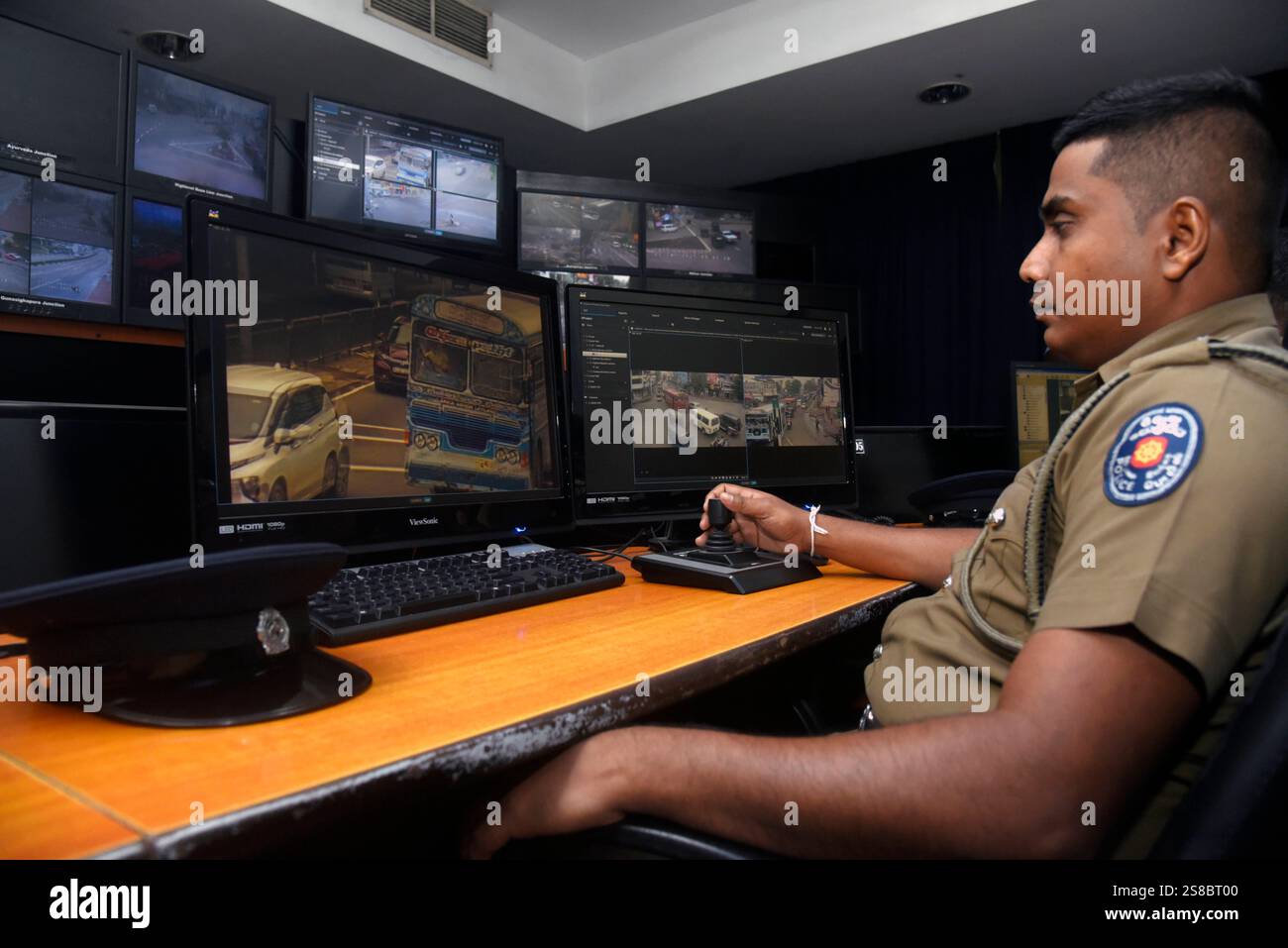 Police CCTV in Colombo, Sri Lanka Sri Lankan police officers inspect ...