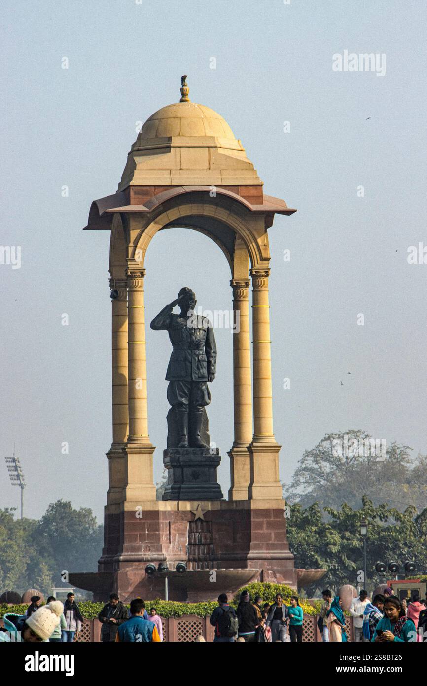 A 42-meter-tall India Gate, a monumental sandstone arch in New Delhi is ...