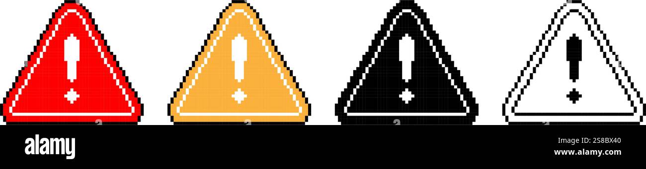 Warning sign pixel art simple design Stock Vector Image & Art - Alamy