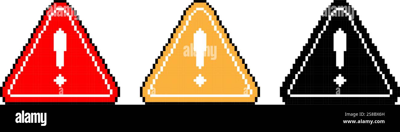 Warning sign pixel art simple design Stock Vector Image & Art - Alamy