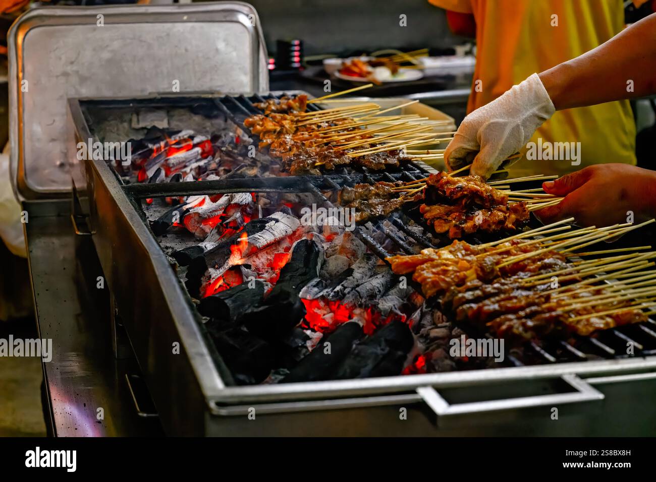 Singapore - July 2 2024: Satay by the Bay, Gardens by the Bay, cooking ...