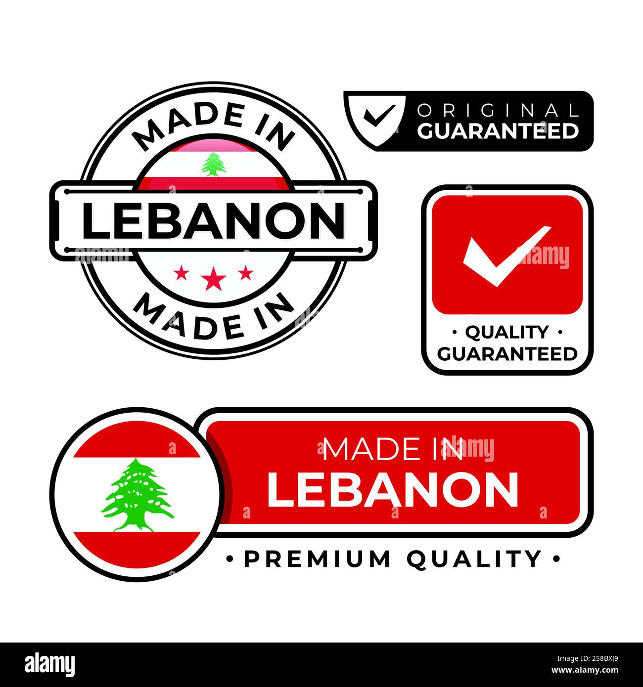 Badge bundle made in Lebanon label icon emblem isolated on white ...