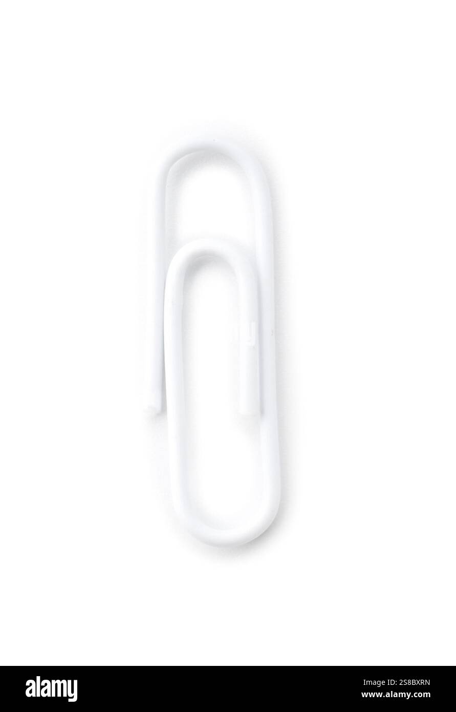 One paper clip isolated on white, top view Stock Photo - Alamy