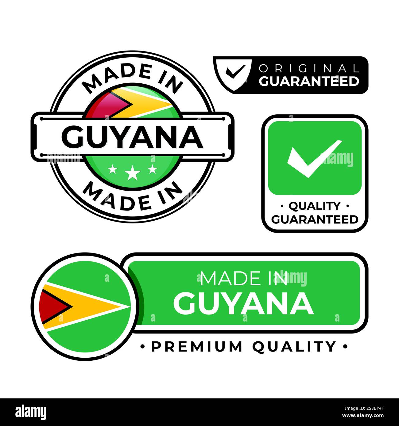 Badge bundle made in Guyana label icon emblem isolated on white ...