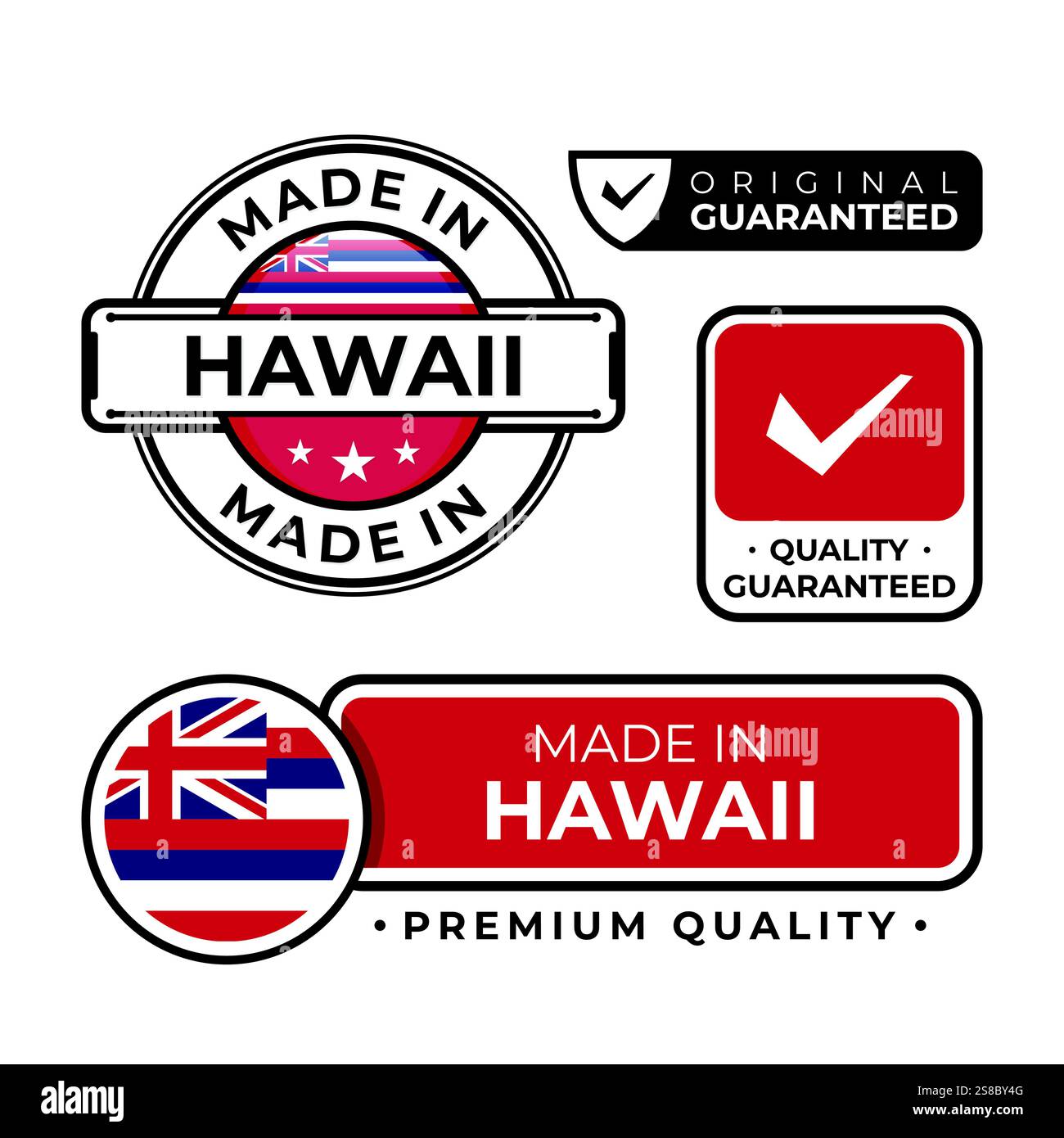Badge bundle made in Hawaii label icon emblem isolated on white ...
