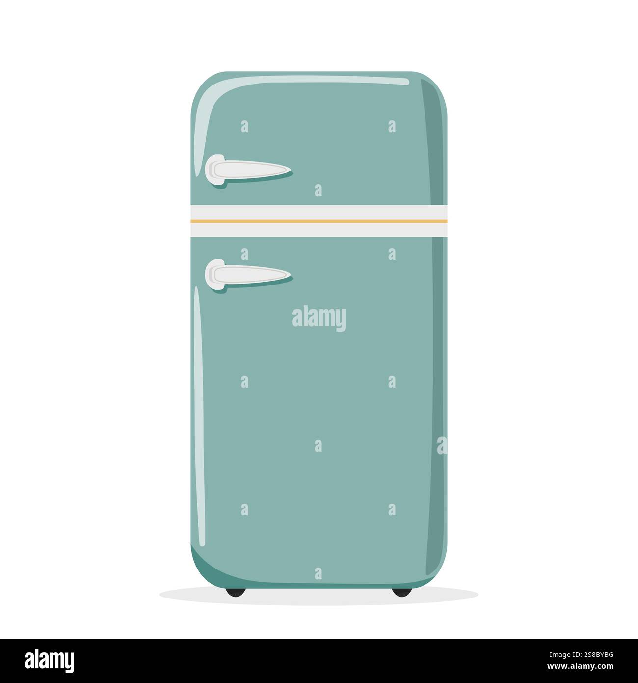 Retro refrigerator illustration in mint green color Stock Vector Image ...