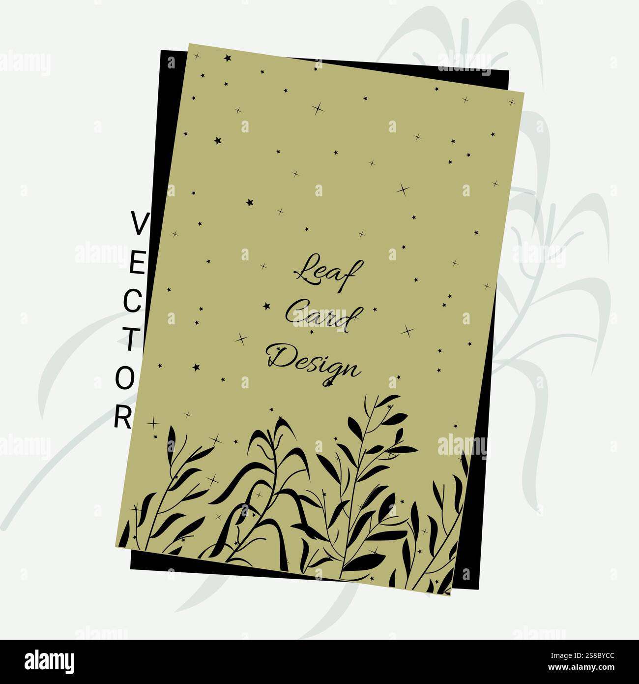 Plant leaves with star elements card vertical vector art design Stock ...