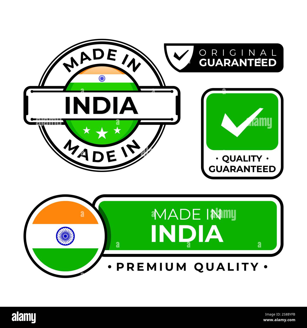 Badge bundle made in India label icon emblem isolated on white ...