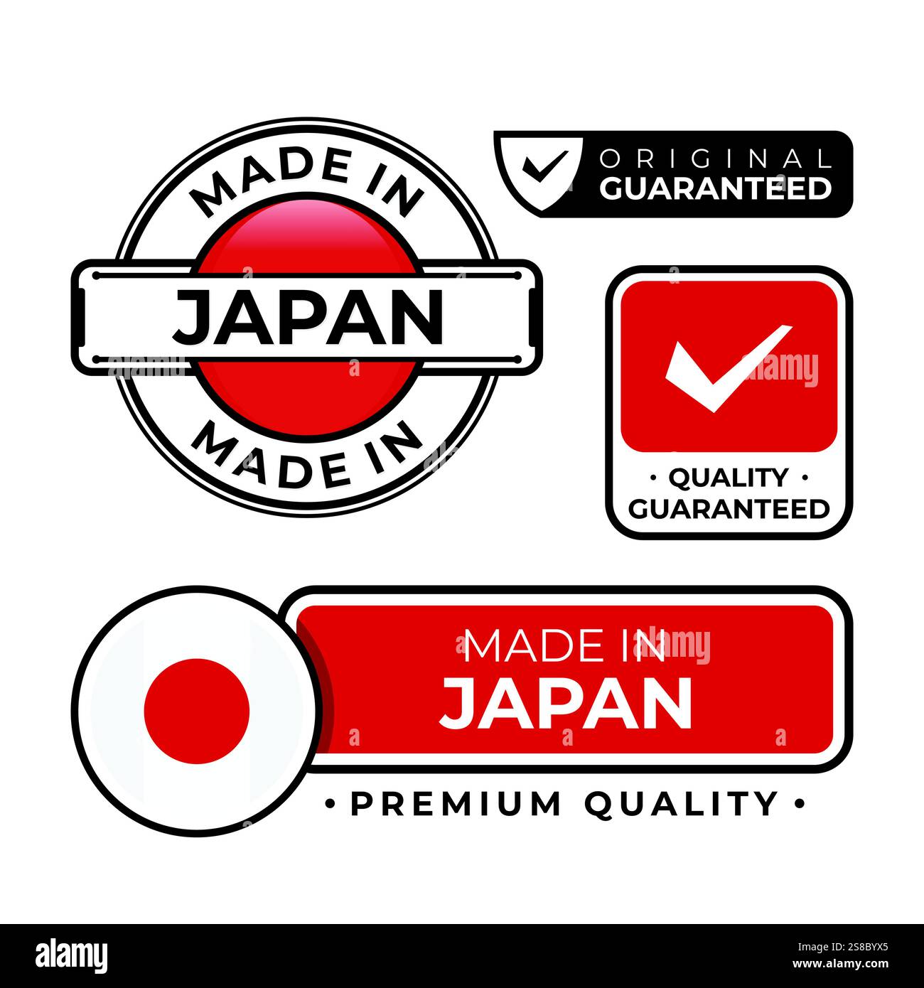 Badge bundle made in Japan label icon emblem isolated on white ...