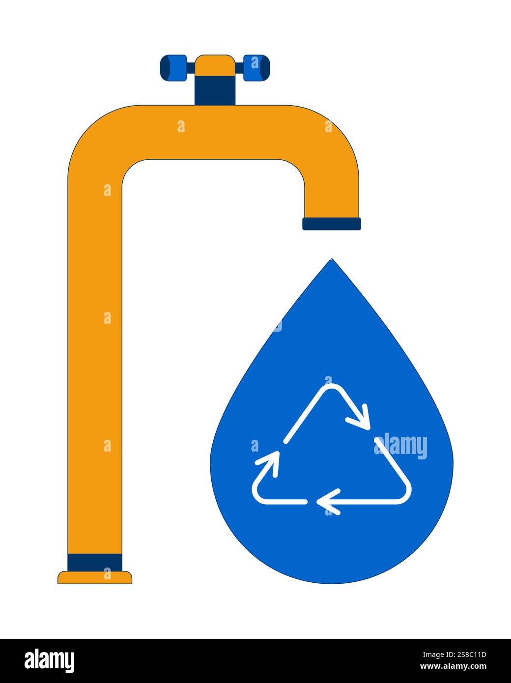 Water faucet with recycling symbol 2D cartoon object Stock Vector Image ...
