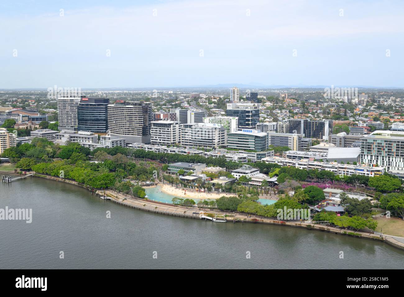 Brisbane, Queensland Australia, Southbank parklands and beach, urban ...