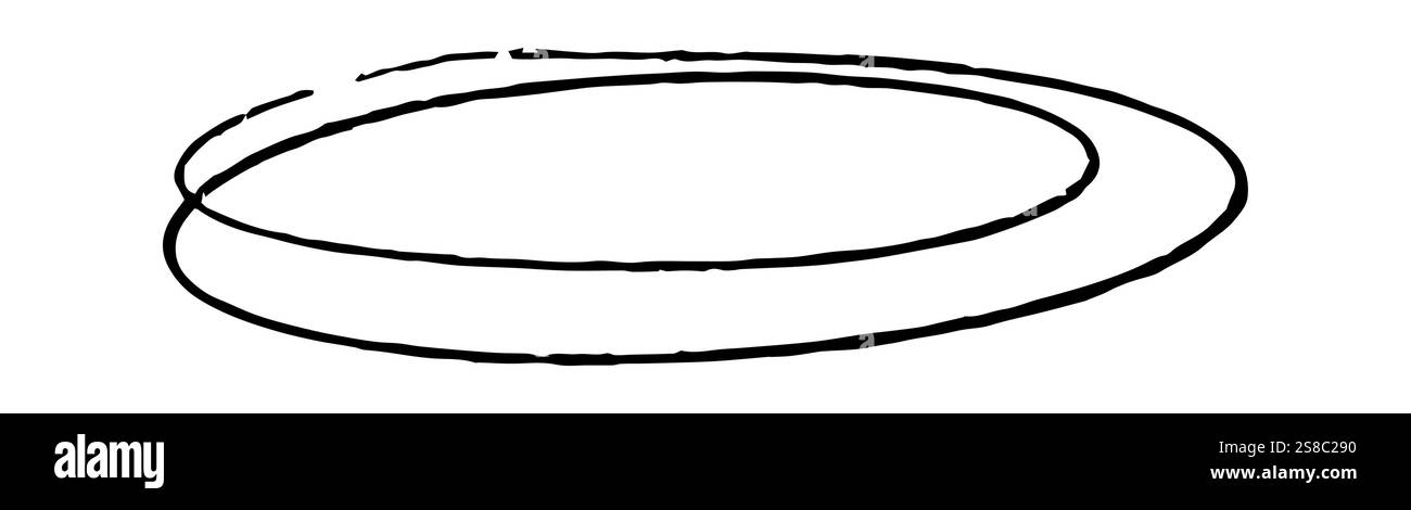 Doodle oval frame. Hand drawn circle pencil sketch. Vector scribble ...
