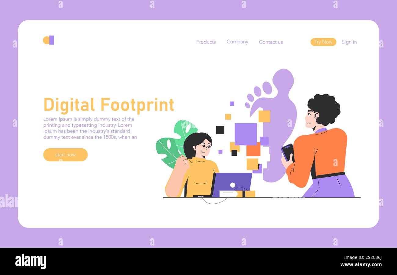 Digital Footprint concept. Awareness of online behavior and data traces ...