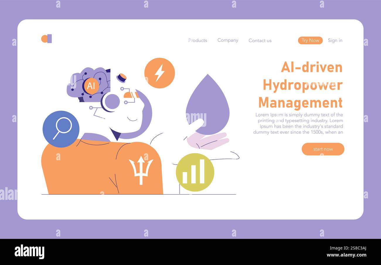 Hydropower concept. Optimizing renewable energy production with AI ...