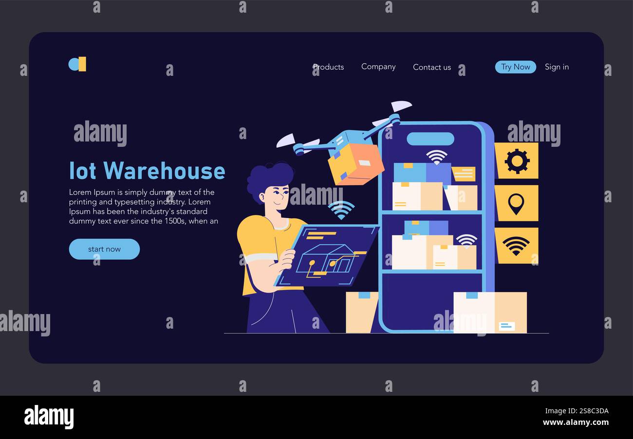Logistics Automation Concept Digital Transformation In Warehouse Operations With Iot And Drones