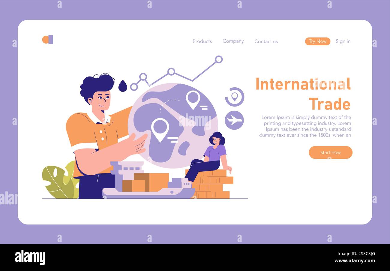 International Trade concept. Dynamic illustration representing global ...