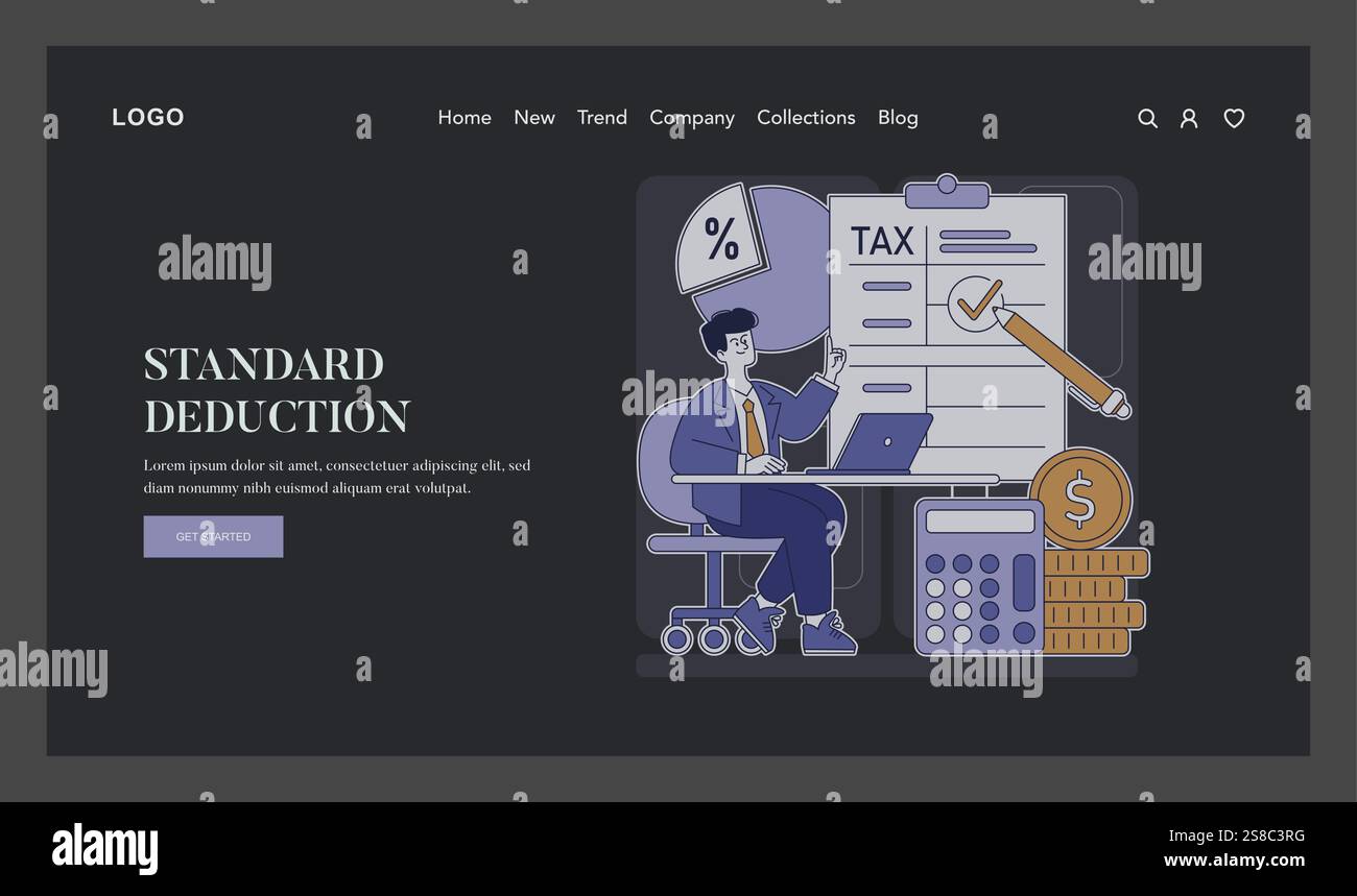 Tax Deduction concept. Professional finalizing annual tax return ...