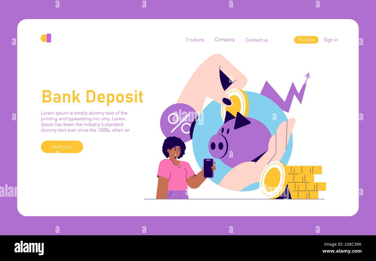 Banking sector concept. Digital bank deposit service with growth chart ...