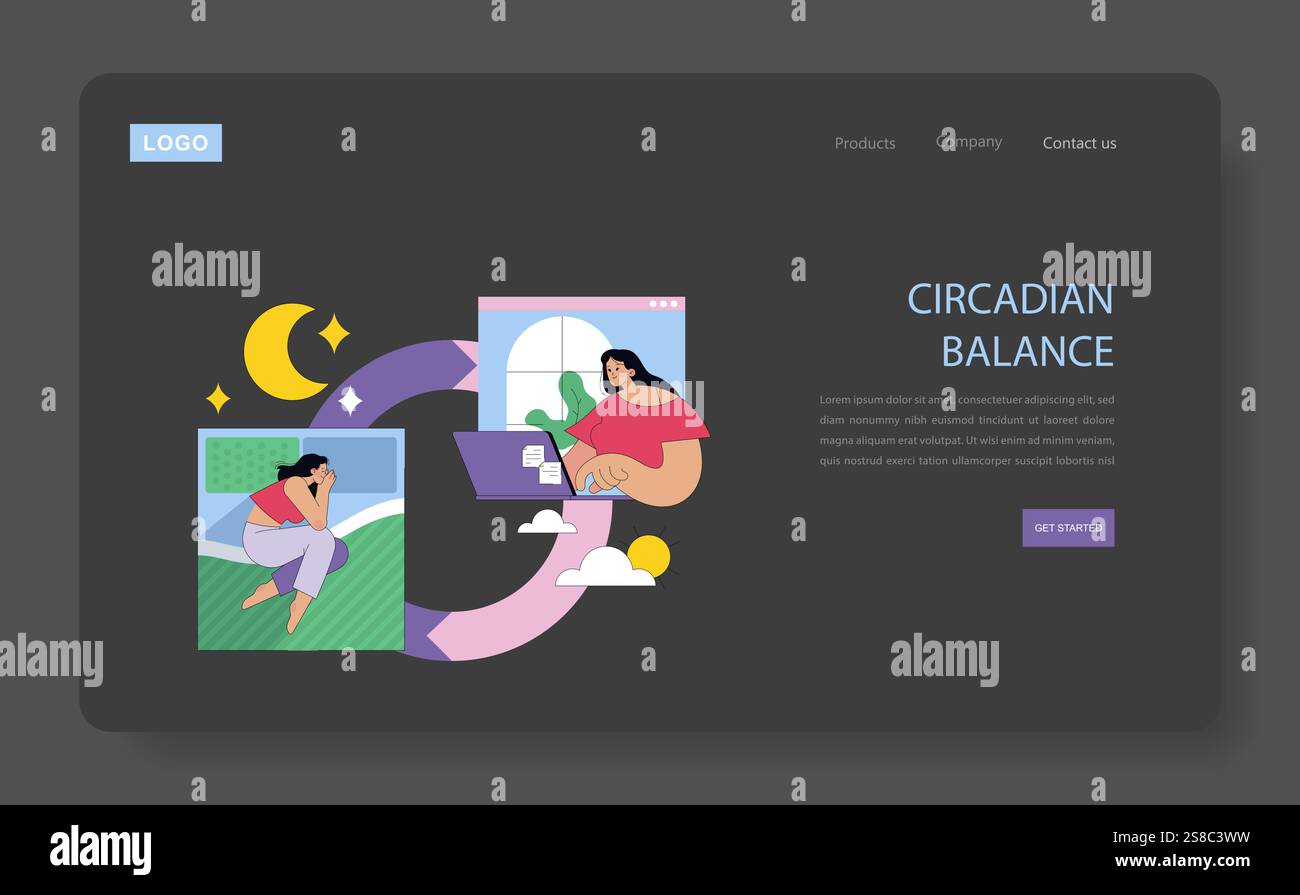 Circadian Balance concept. Illustration portrays daily routine with ...