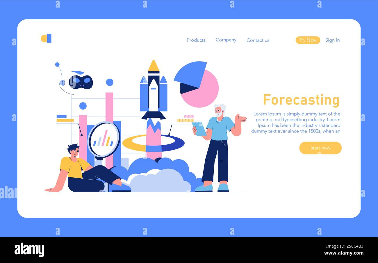 Forecasting concept illustration. Market analysis and business trends visualization with ...