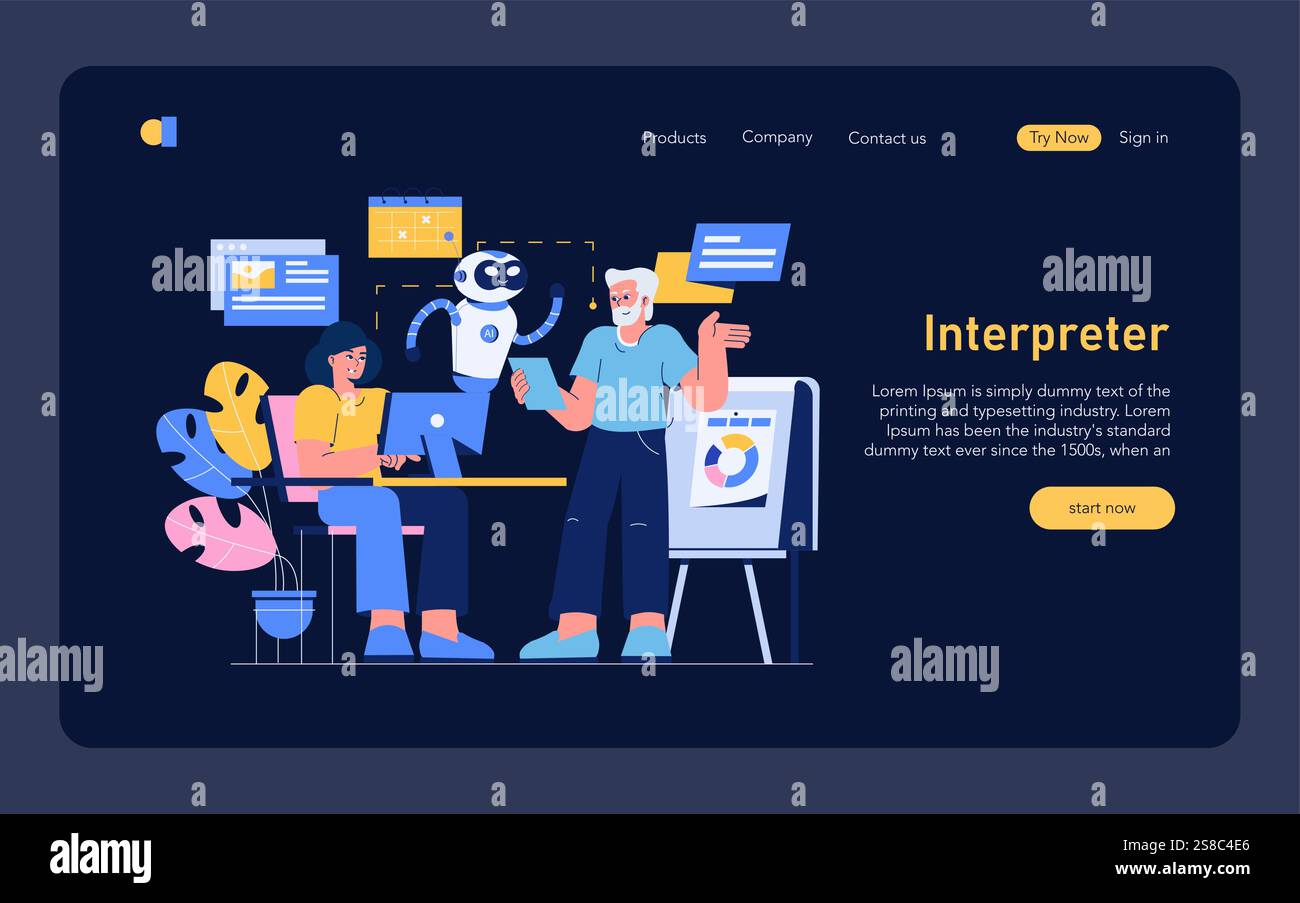 Workflow Automation concept. A team collaborates with an AI robot on a ...