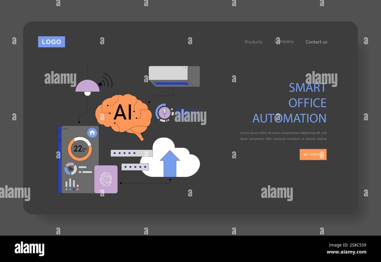 Smart Office Automation concept. Intuitive technology streamlines workflows with AI, cloud ...