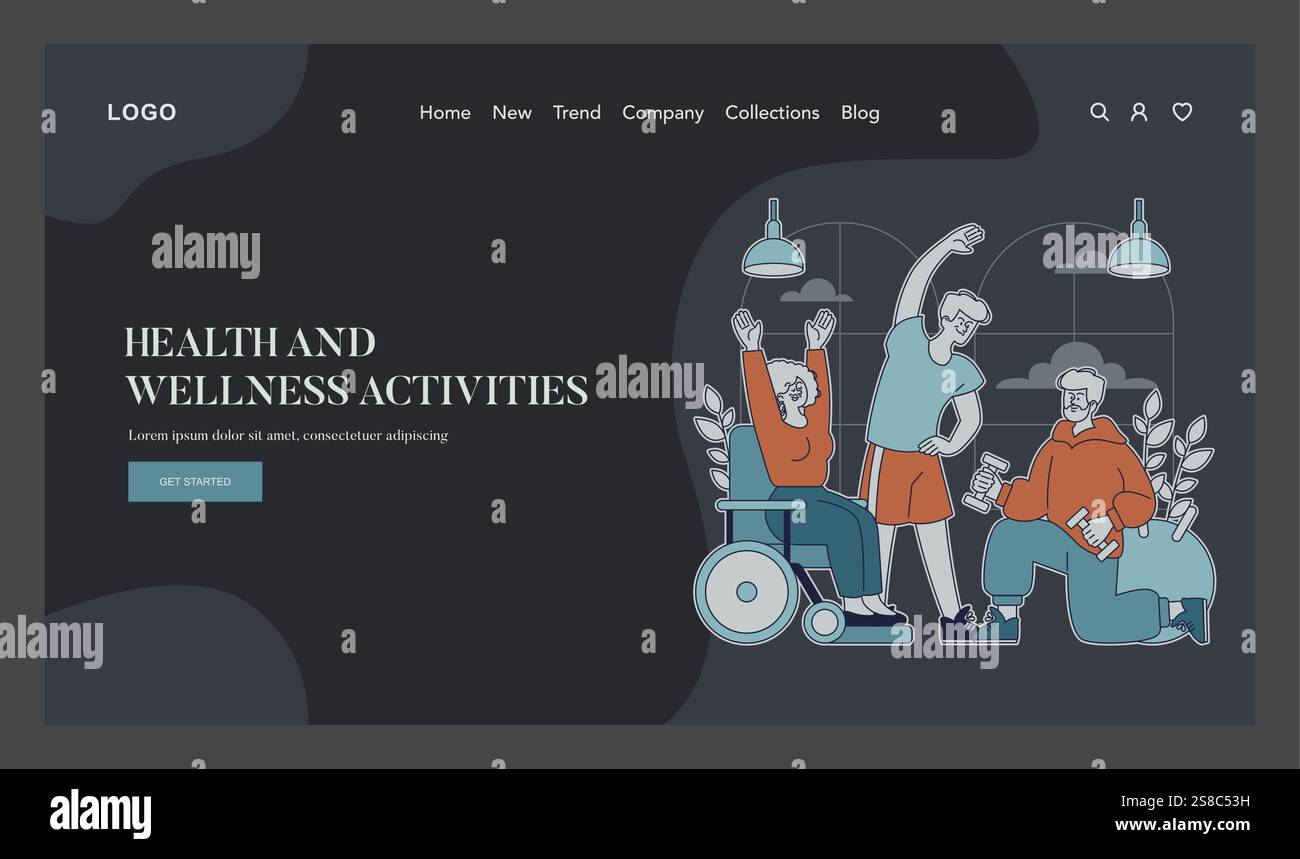 Senior fitness concept. Elderly individuals engaging in exercises and ...