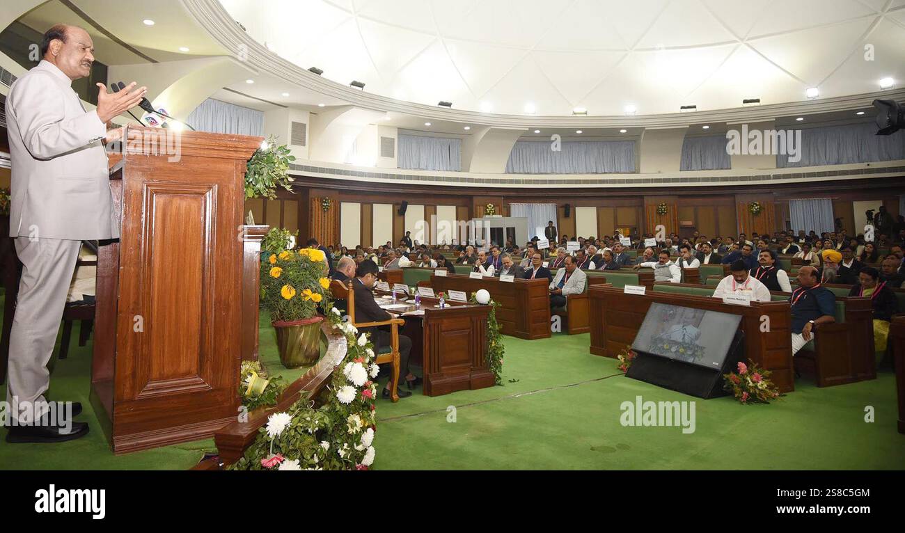 India. 21st Jan, 2025. PATNA, INDIA - JANUARY 21: Lok Sabha Speaker Om ...