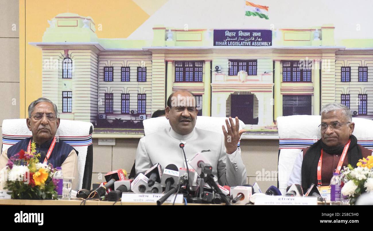 India. 21st Jan, 2025. PATNA, INDIA - JANUARY 21: Lok Sabha Speaker Om Birla With Bihar Assembly ...