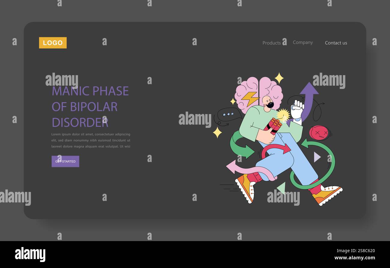 World Bipolar Day concept. An illustration capturing the manic phase of ...