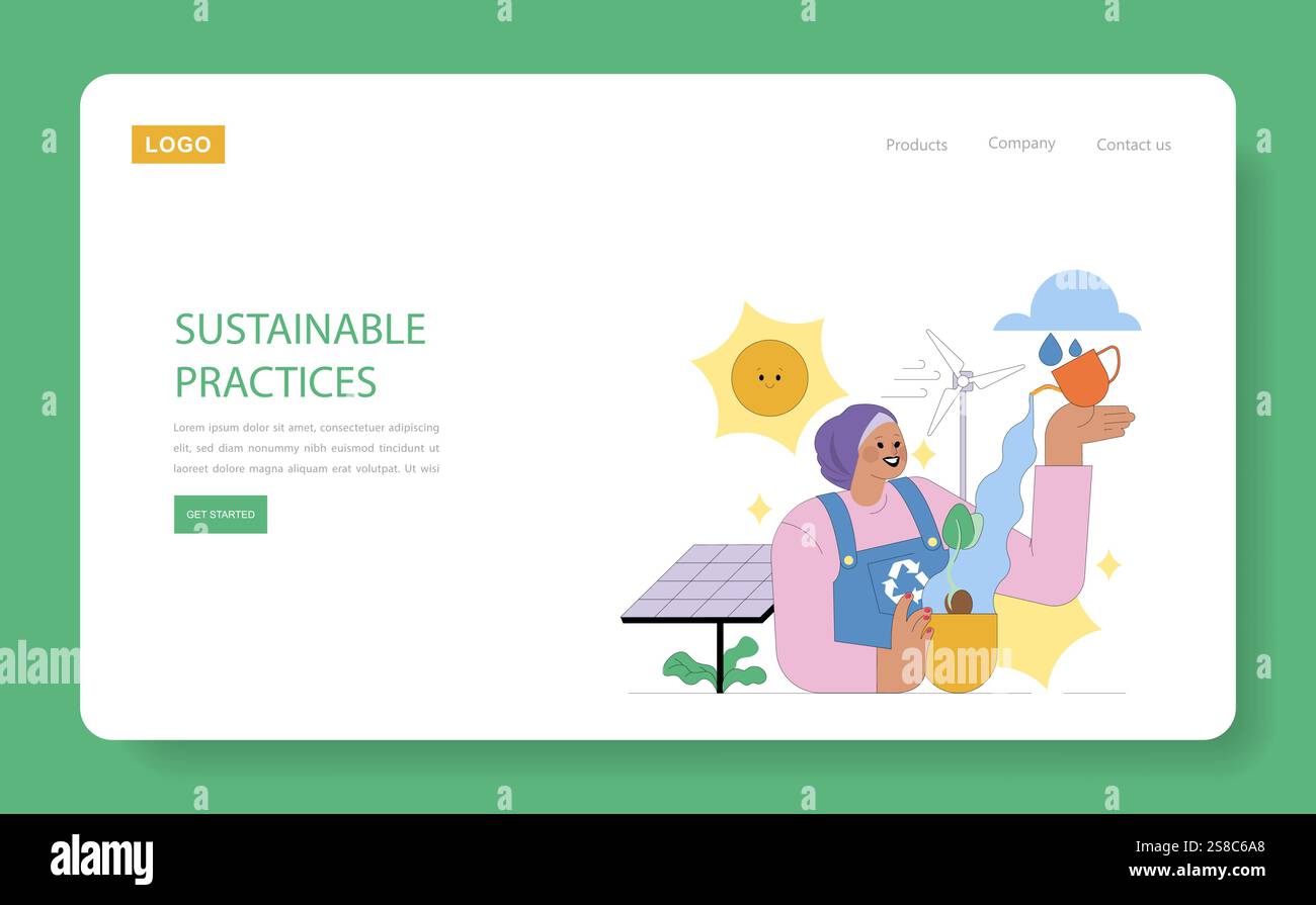 Sustainable Practices concept. Illustration of eco-friendly living ...