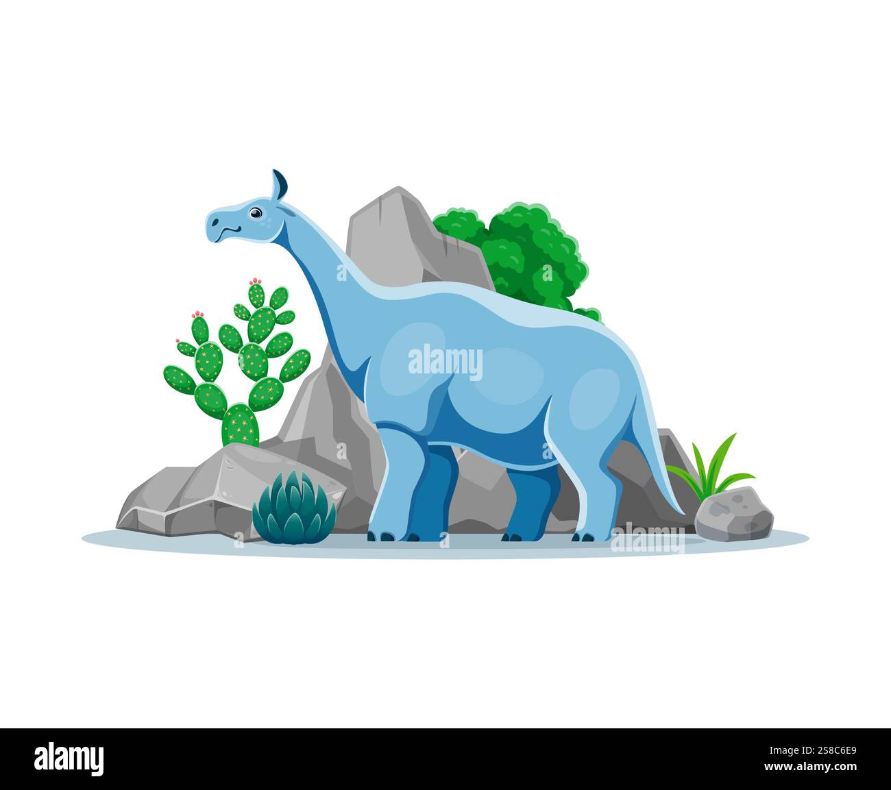 Indricotherium prehistoric dinosaur in natural landscape with lush ...