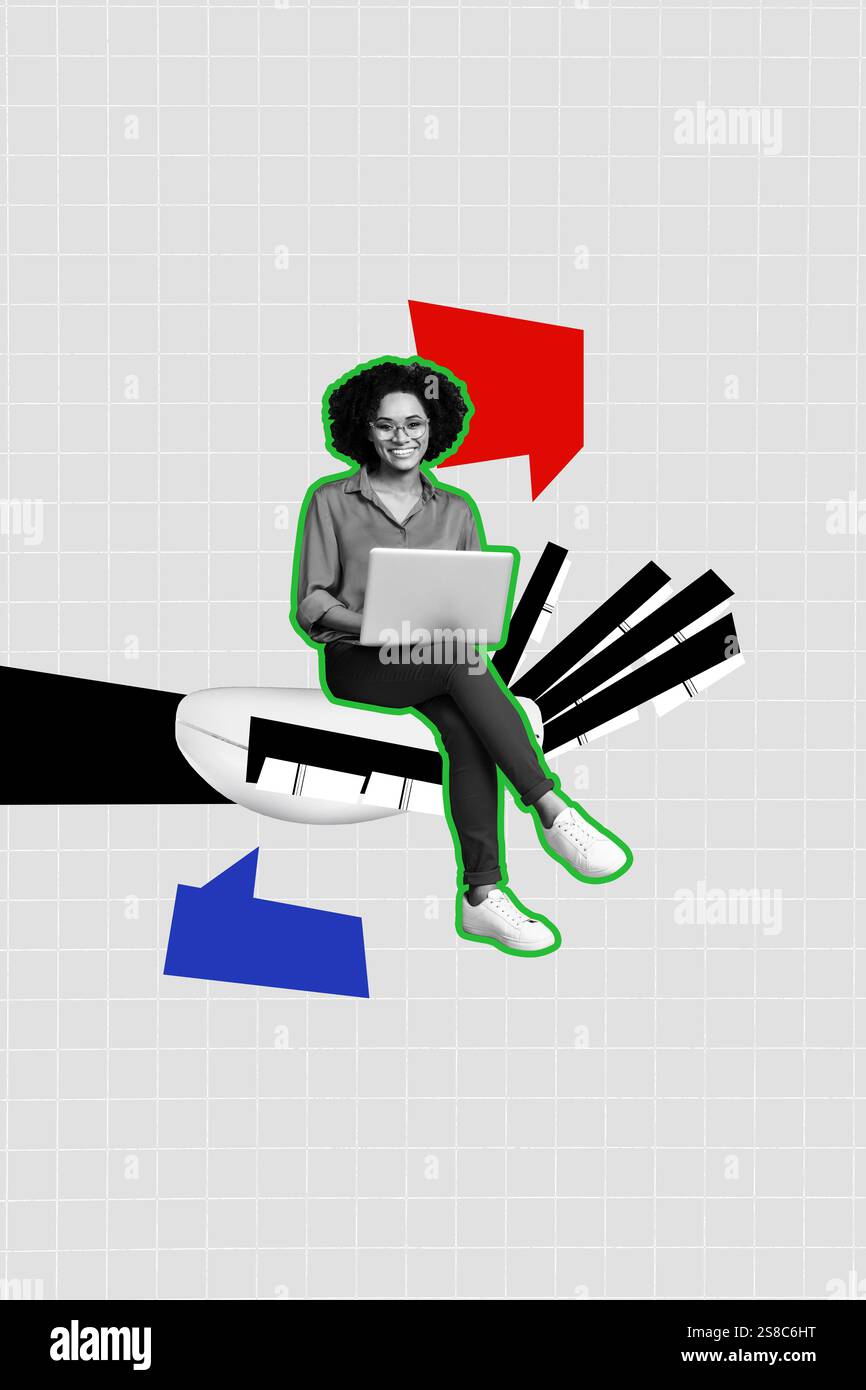 Trend artwork sketch design montage 3D collage of young woman ...