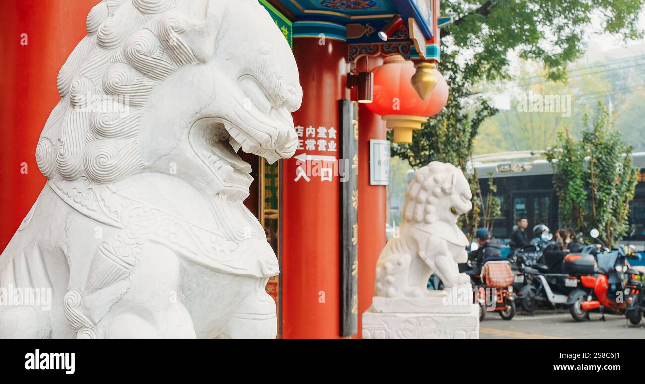 Beijing, China. Lion Dogs Or Foo Dogs, Asiatic Lions At Restaurant ...