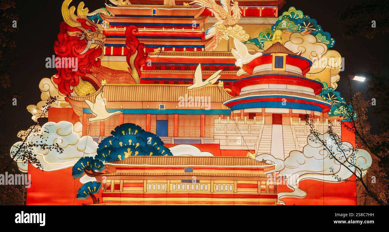 Beijing, China. Large Lantern Composition At Zigong Lantern Festival In Beijing. National Color ...