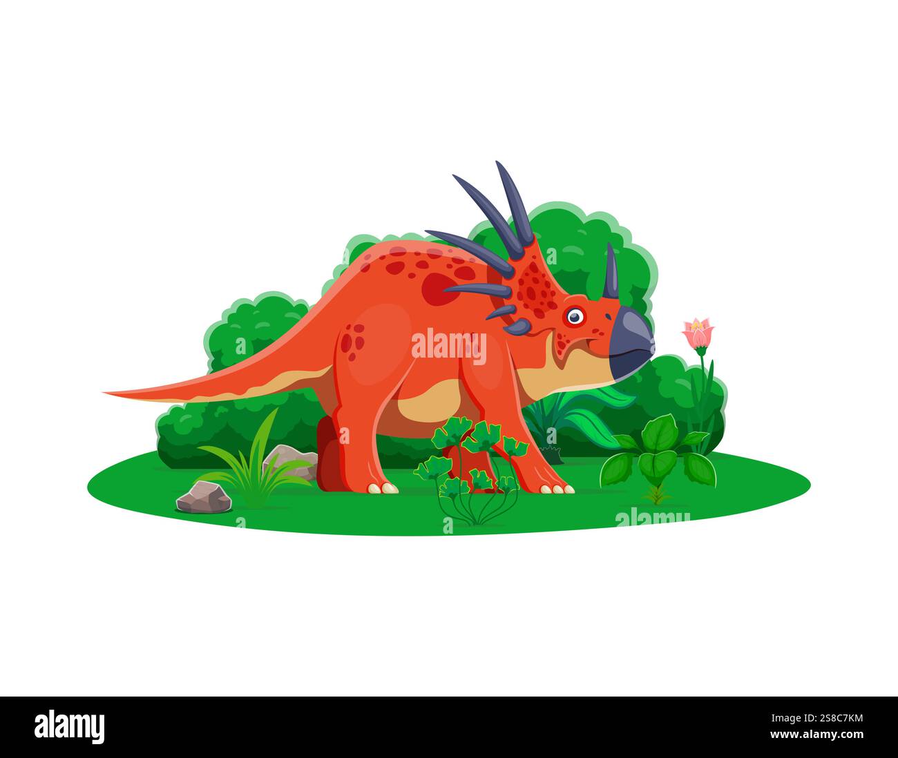 Dinosaur, prehistoric lizard Styracosaurus or dino animal, cartoon ...
