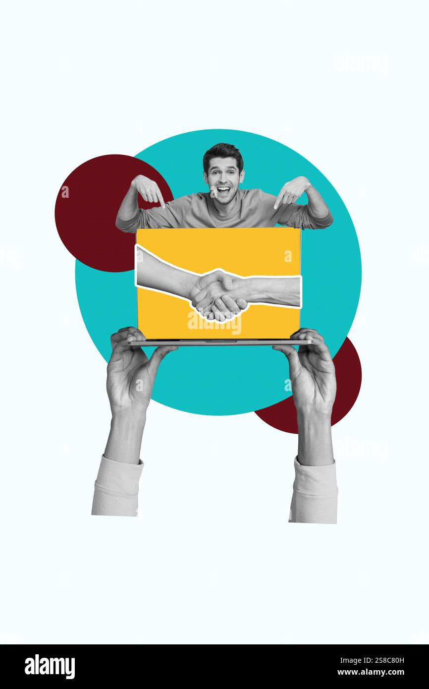 Creative design composite trend artwork collage of sign gesture body ...