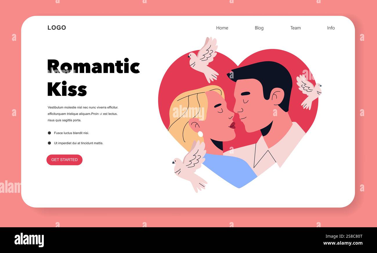 Valentine's Day illustration. A romantic scene featuring a couple ...