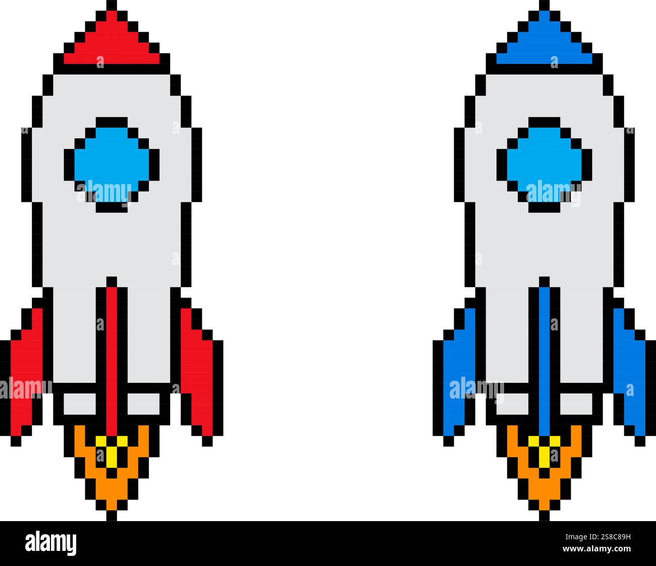 Rocket icn pixel art vintage illustration Stock Vector Image & Art - Alamy