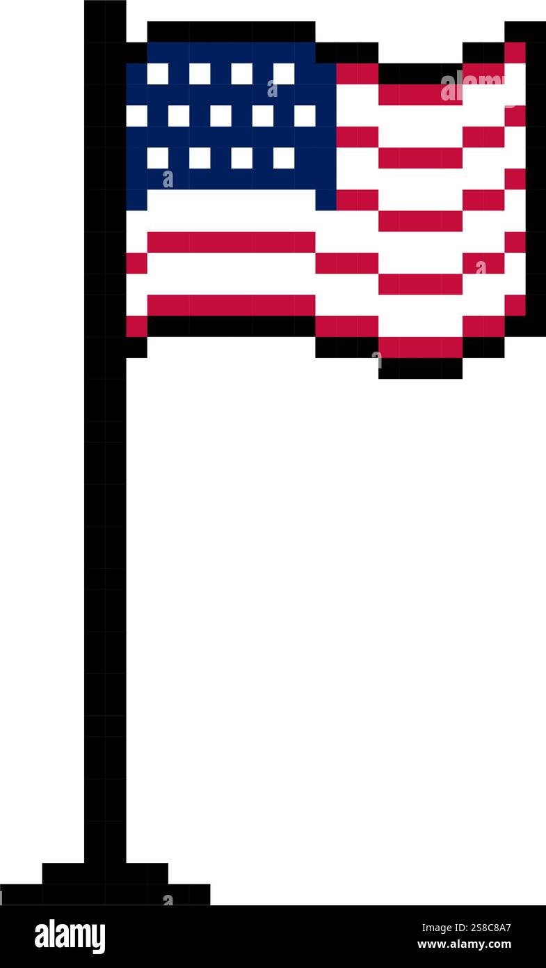 United States flag icon pixel art Stock Vector Image & Art - Alamy