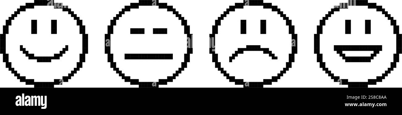 Pixel art smile icon symbol Stock Vector Image & Art - Alamy