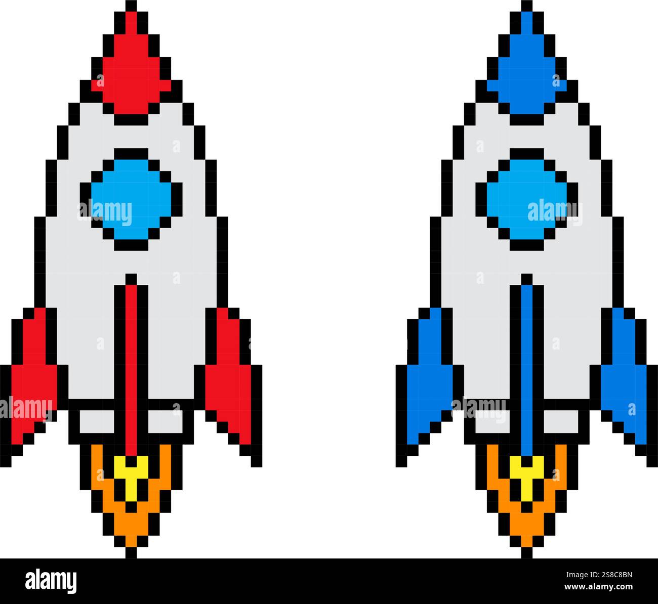 Rocket icn pixel art vintage illustration Stock Vector Image & Art - Alamy
