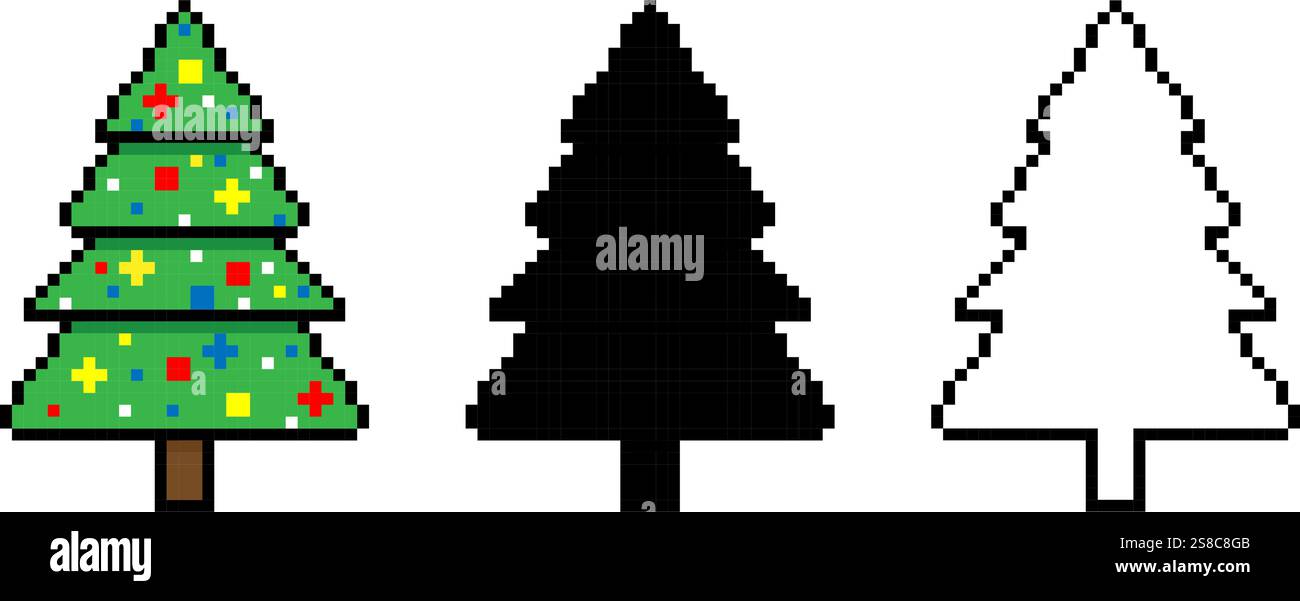 Christmas tree pixel art simple design Stock Vector Image & Art - Alamy